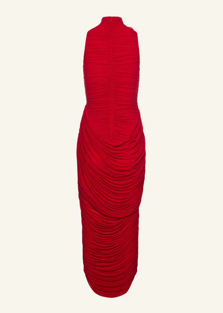 High-Neck Draped Maxi Dress in Red – Boutique N Kuwait